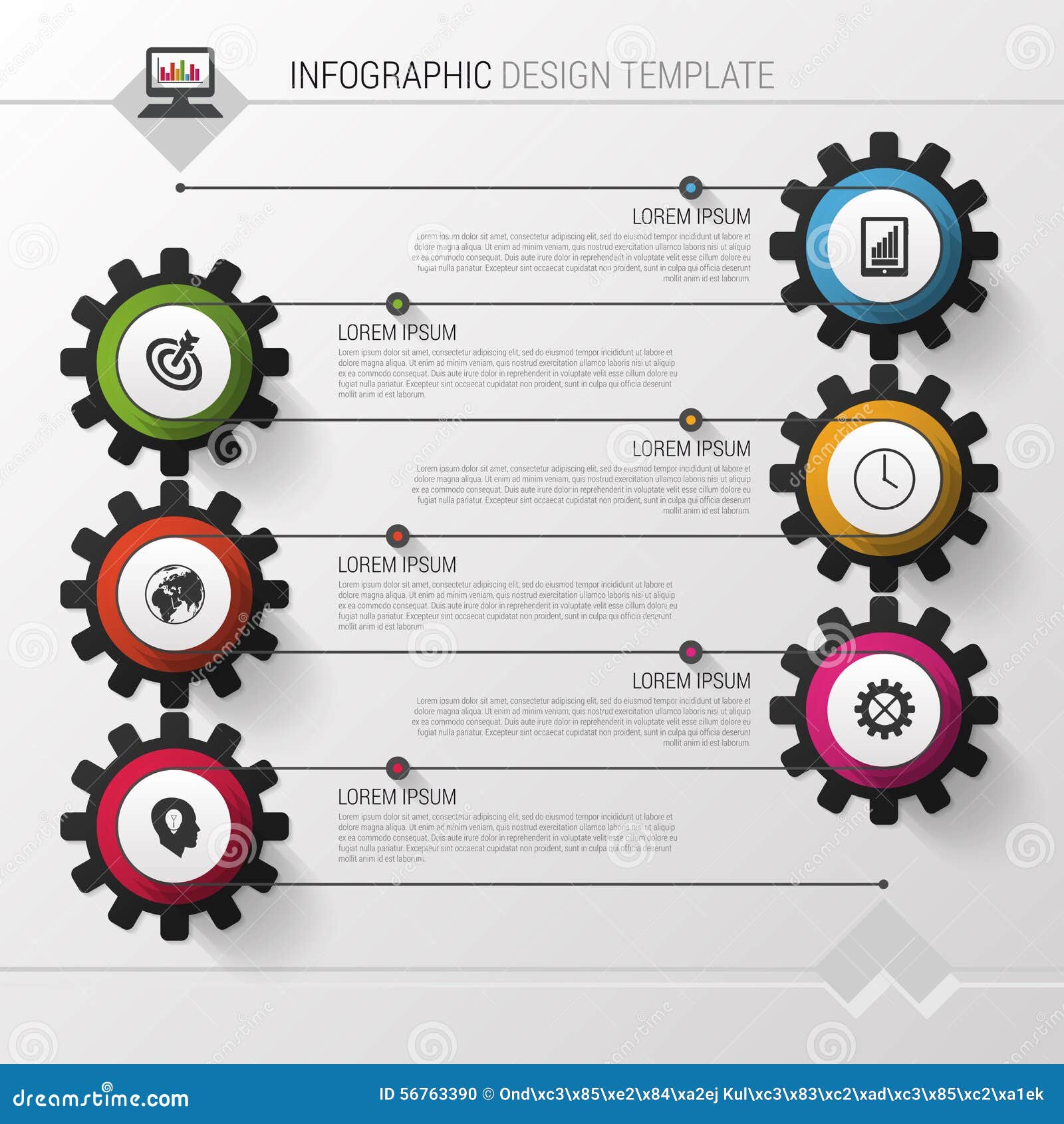Colorful Gears. Modern Infographic Design Template Stock Vector ...