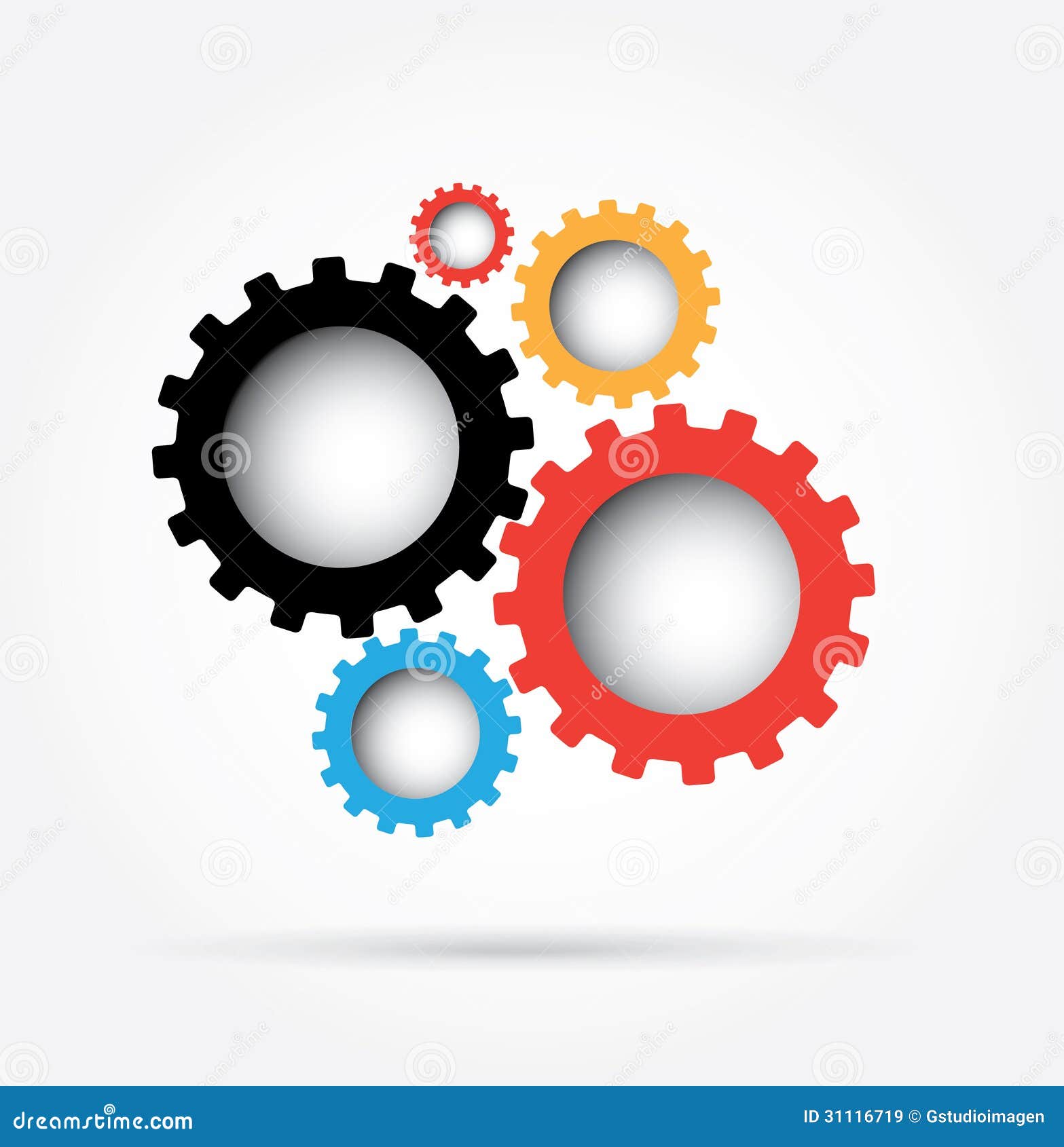 Colorful Gears Mechanism Abstract Tech Background Cartoon Vector ...