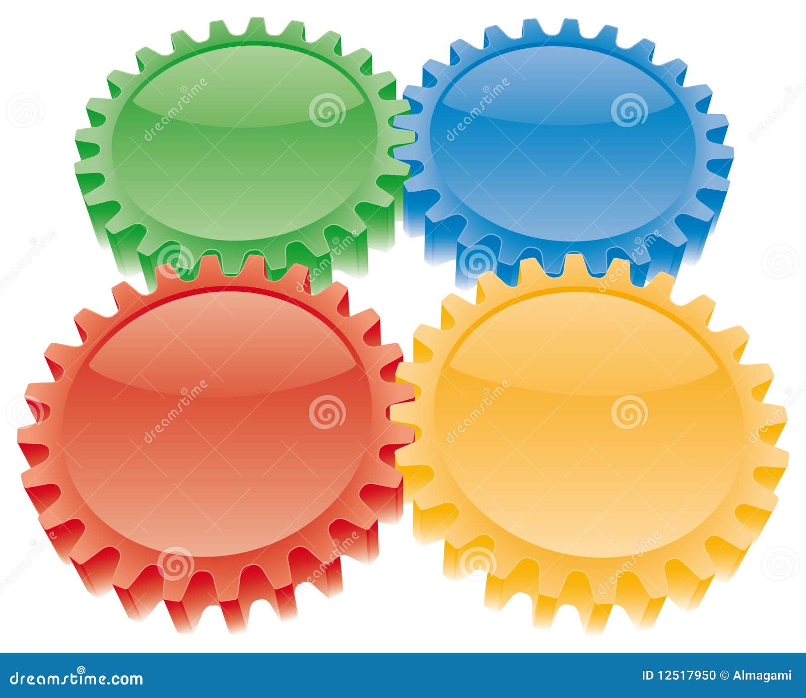 Colorful gears set stock vector. Illustration of creative - 12517950