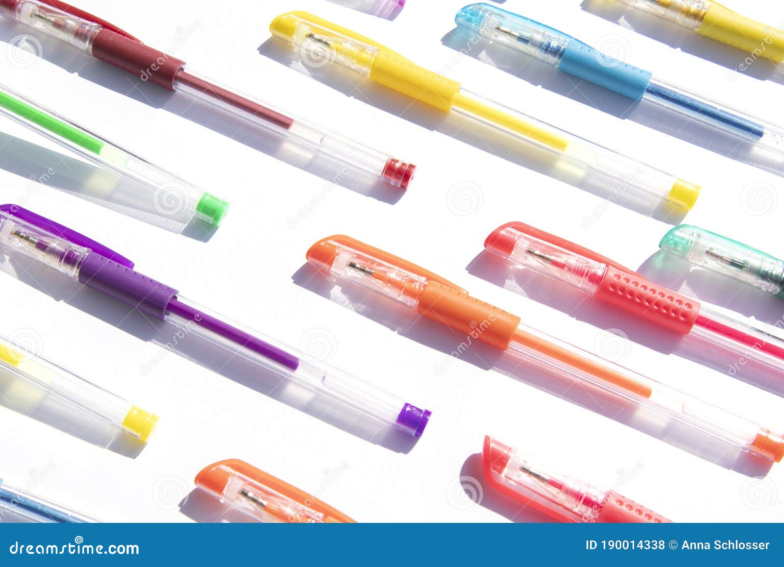 Colorful Gel Pens Pattern on a White Background Stock Photo - Image of ...