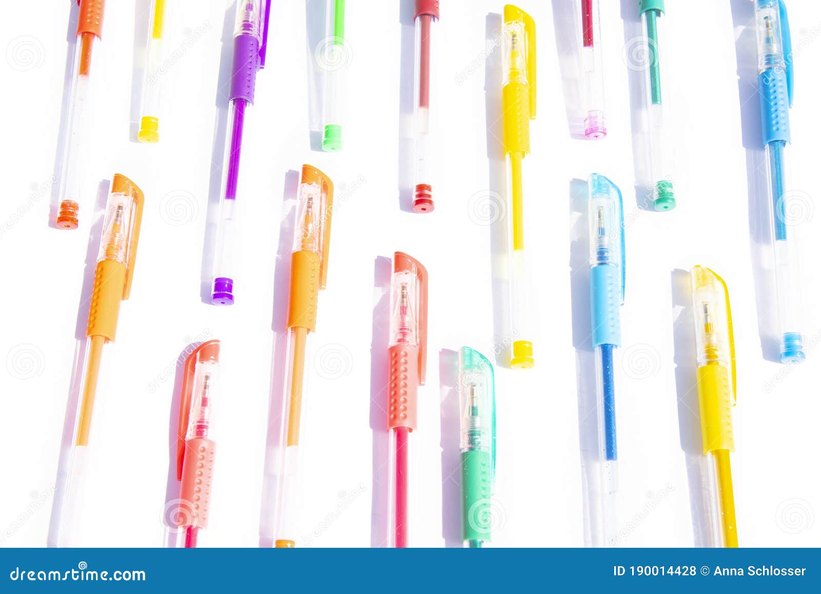 Colorful Gel Pens Pattern on a White Background Stock Photo - Image of ...
