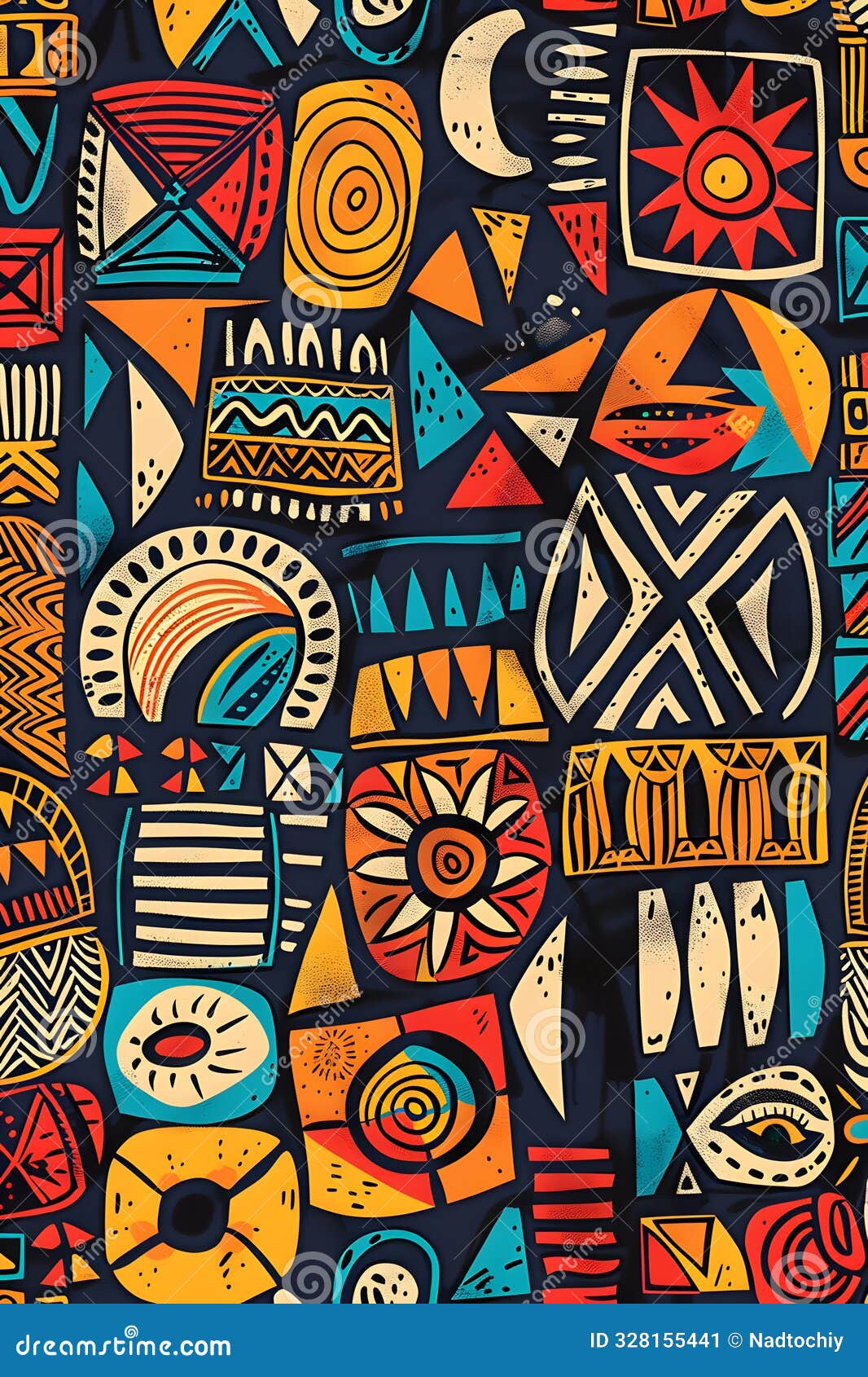 Colorful Geometric Abstract Pattern of Shapes and Symbols Stock Image ...