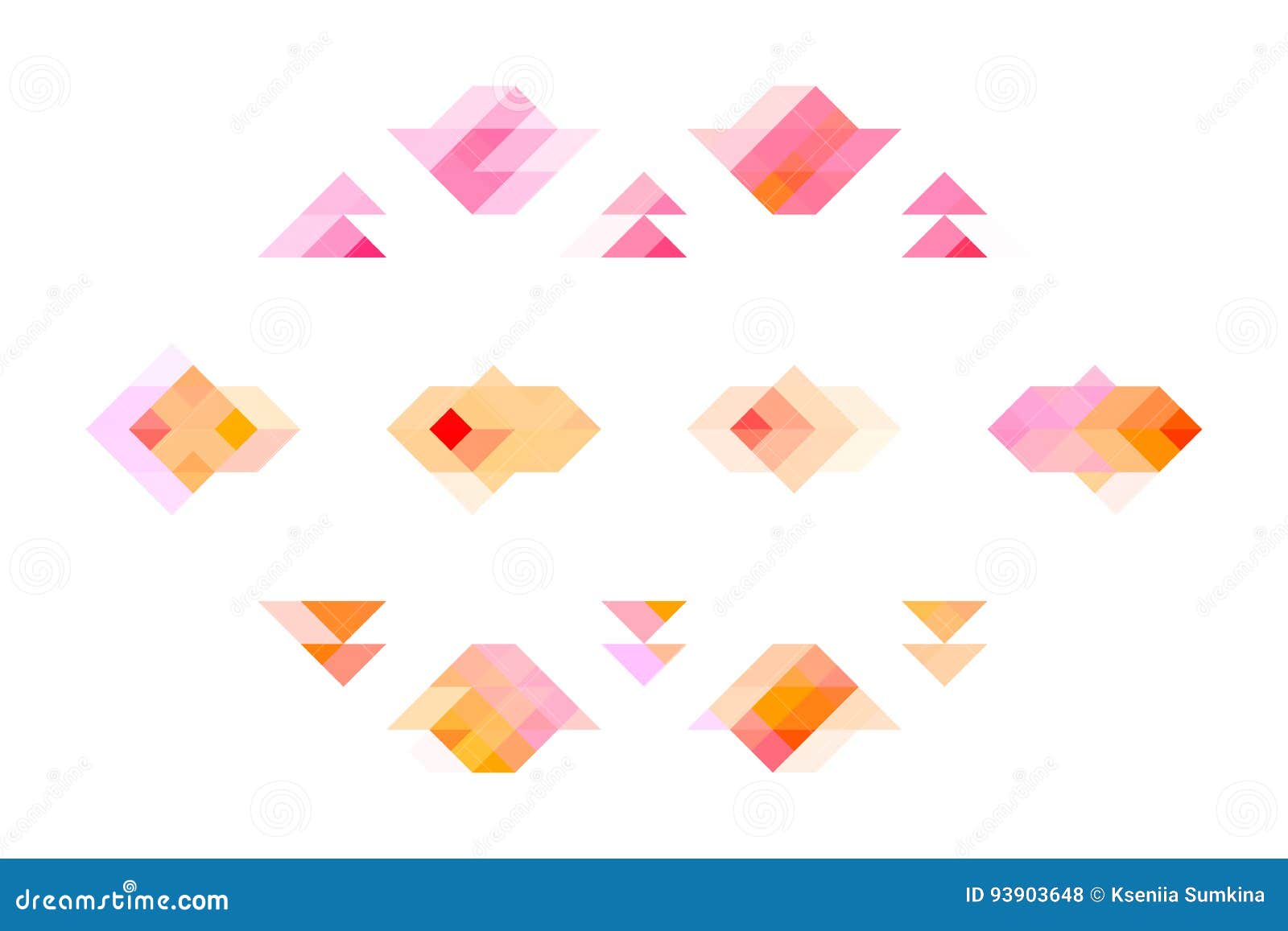 Colorful Geometric Background, Pink and Peach Tones Stock Illustration ...