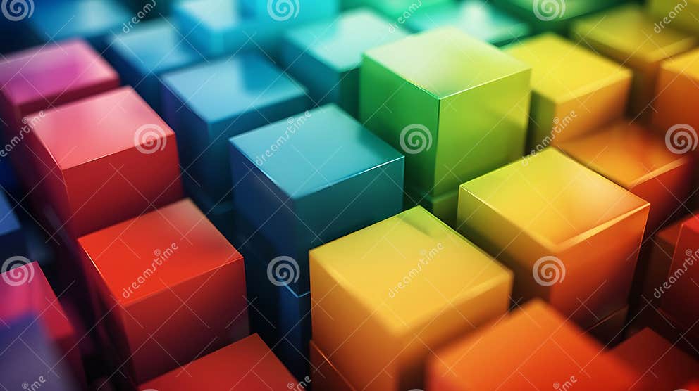 Colorful Geometric Cubes Forming a 3D Pattern with Gradient Effects ...