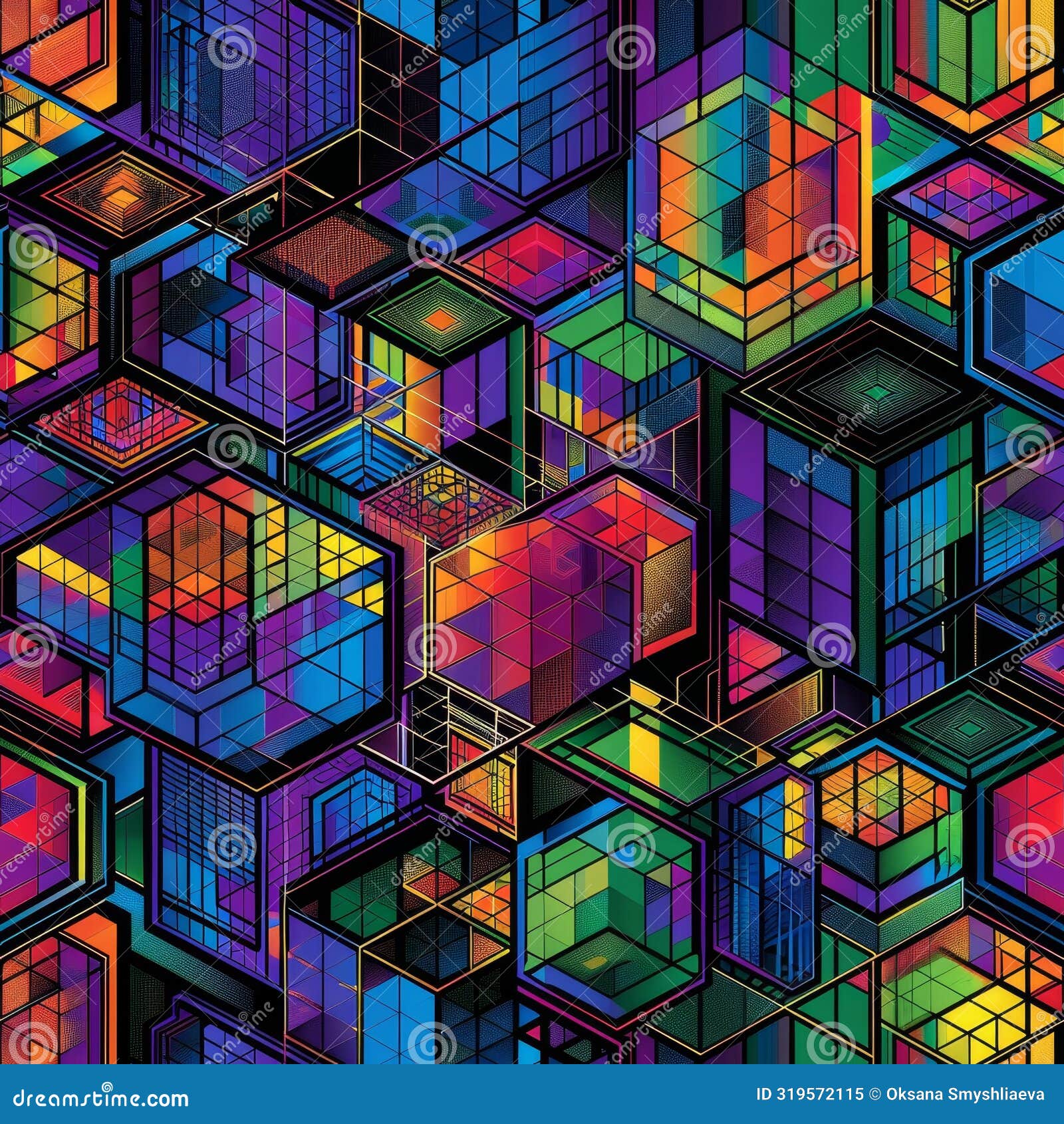Colorful Geometric Cubes Pattern in Neon Hues Stock Image - Image of ...