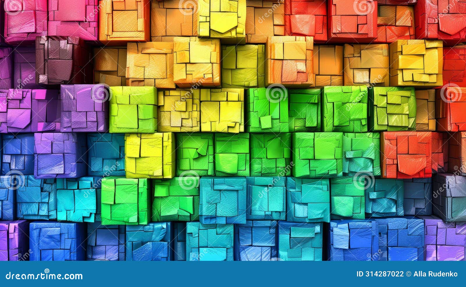 Colorful Geometric Cubes Pattern with Textured Blocks Stock ...