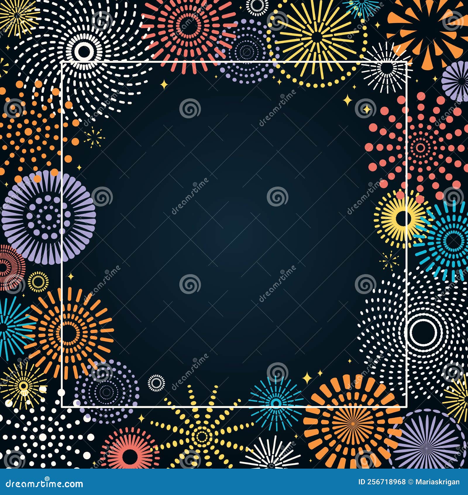 Colorful Geometric Fireworks Frame, Border Stock Vector - Illustration ...