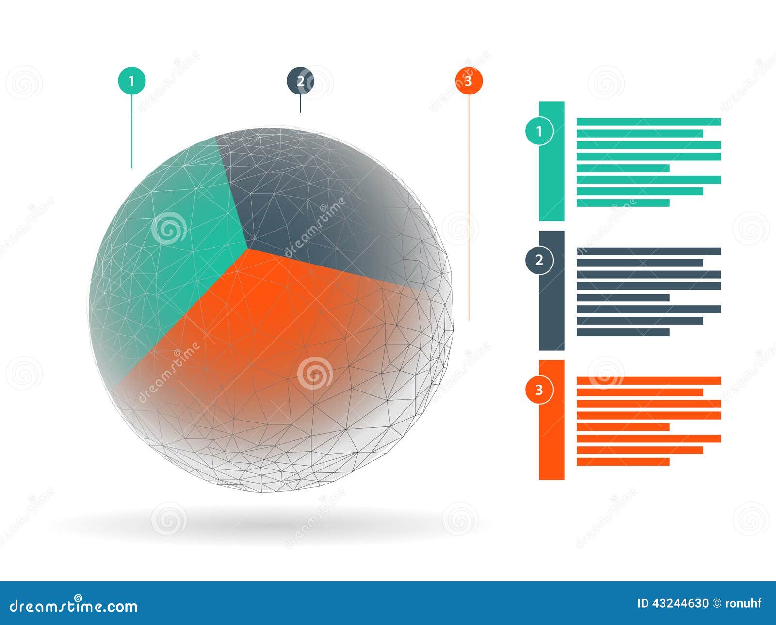 Colorful Geometric Globe Business Graphic with Explanatory Text Fields ...