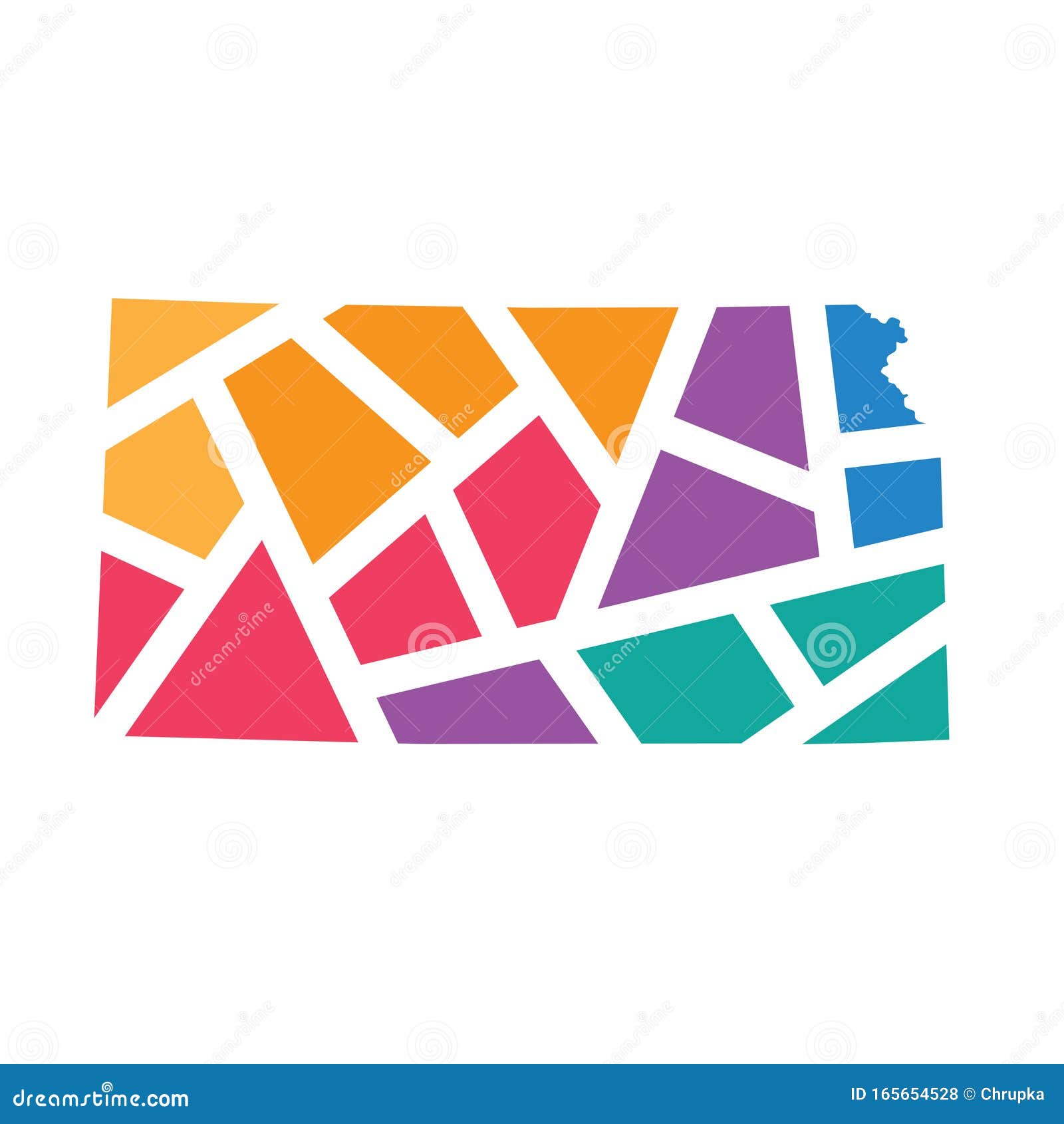 Colorful Geometric Kansas Map Stock Vector - Illustration of shadow ...