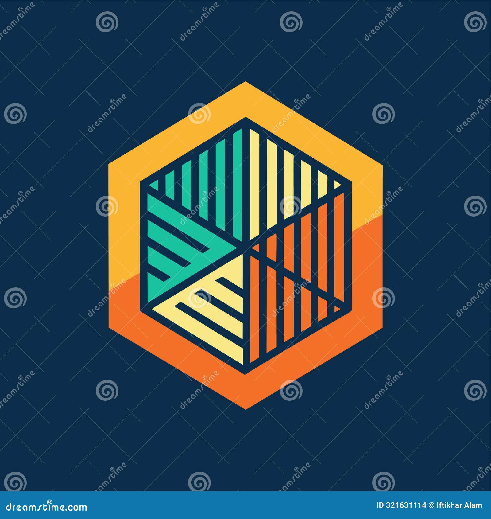 A Colorful Geometric Logo Featuring a Hexagon with a Barcode-like ...