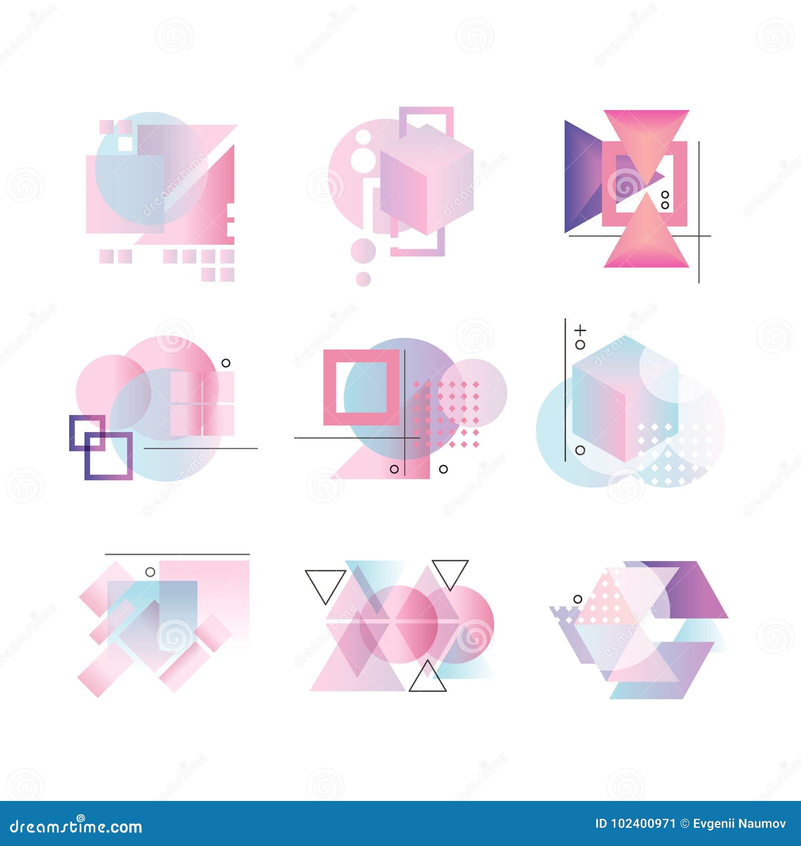 Colorful Geometric Logo Set, Abstract Elements Vector Illustrations ...