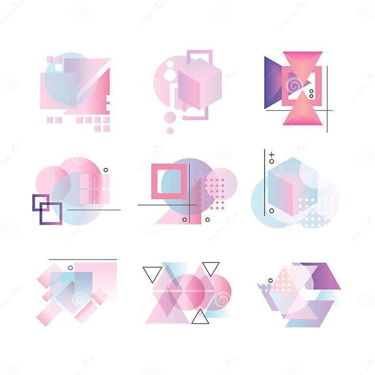 Colorful Geometric Logo Set, Abstract Elements Vector Illustrations ...