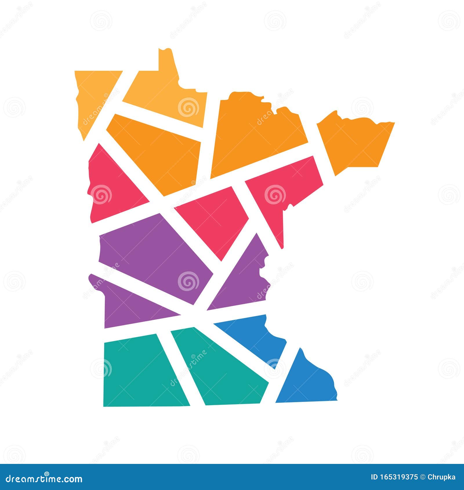 Colorful Geometric Minnesota Map Stock Vector - Illustration of ...