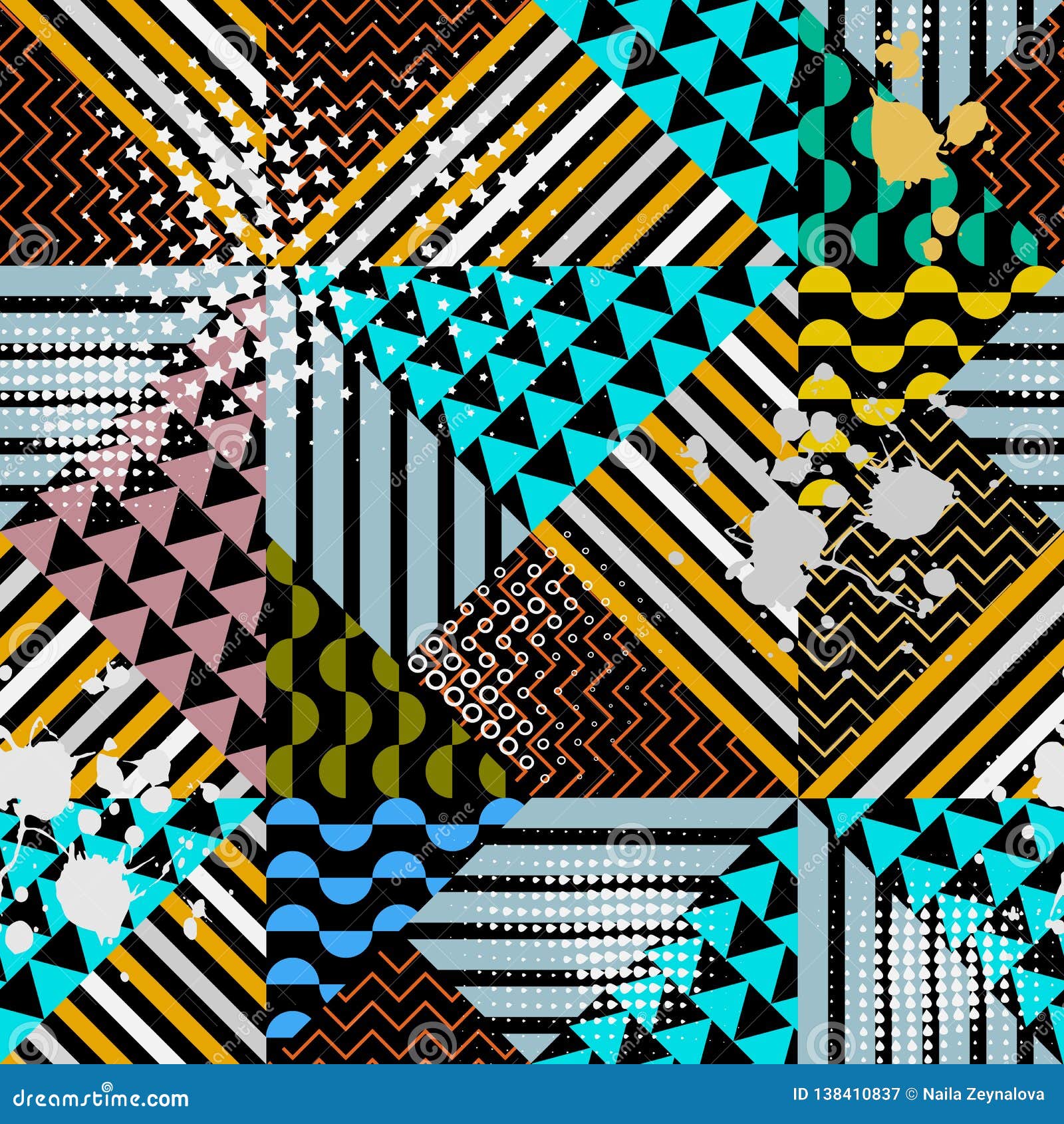 Colorful Geometric Modern Vector Seamless Pattern. Bright Trendy Repeat ...