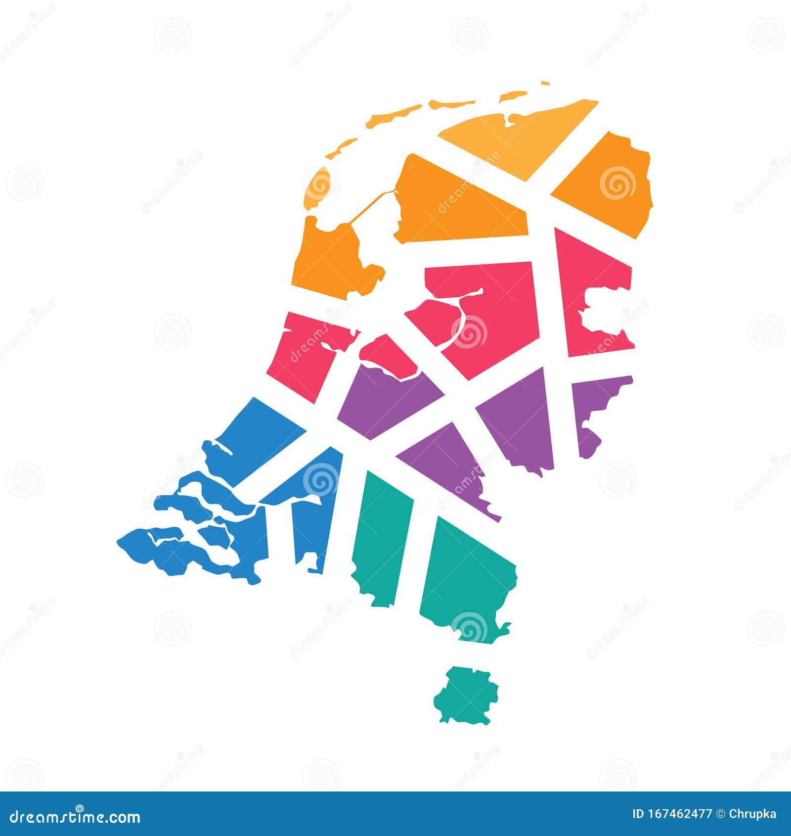 Colorful Geometric Netherlands Map Stock Vector - Illustration of ...