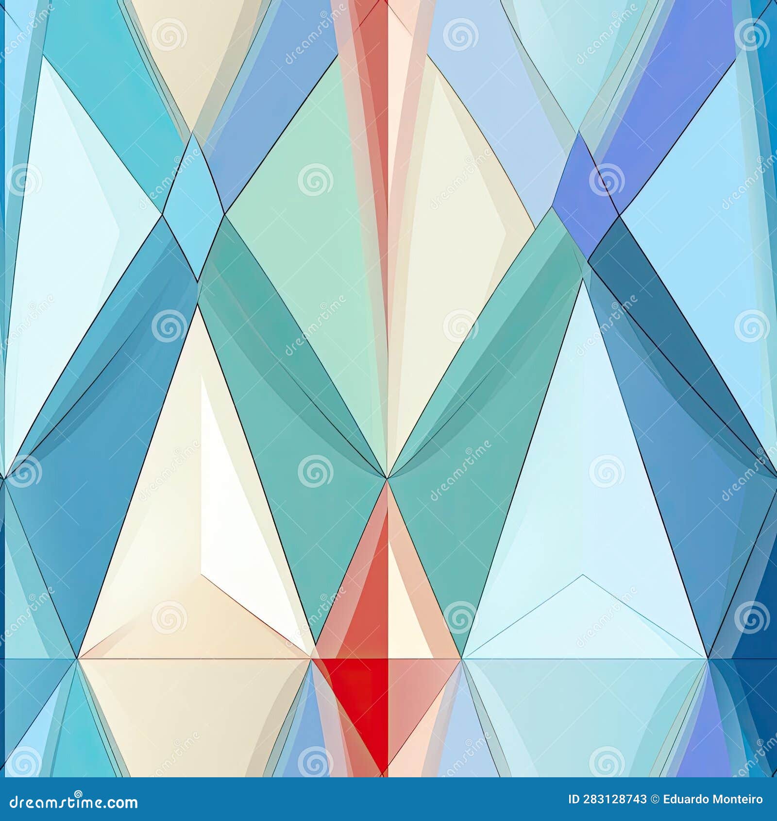 Colorful Geometric Pattern with Blue and Red Shapes in a Symmetrical ...