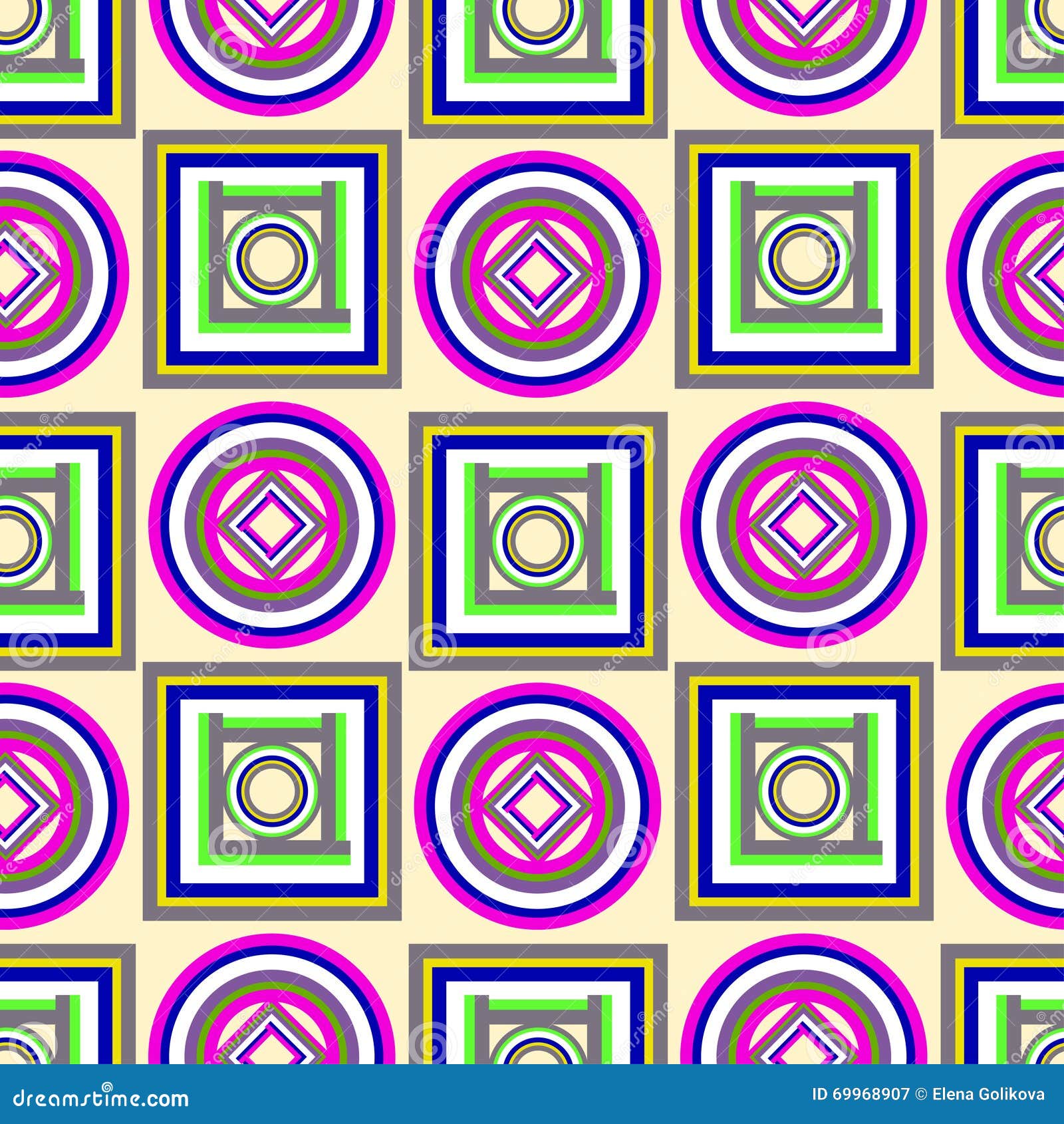 Colorful Geometric Pattern with Circles and Squares Stock Vector ...