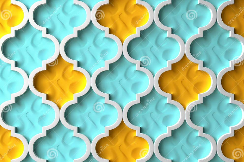 Colorful Geometric Pattern Featuring Blue and Yellow Shapes. Stock ...