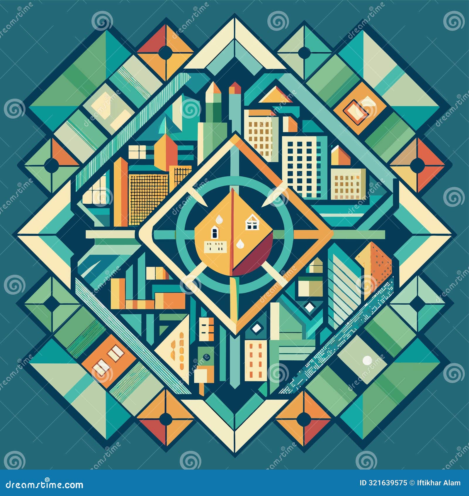 A Colorful Geometric Pattern Inspired by the Urban Grid, Featuring ...