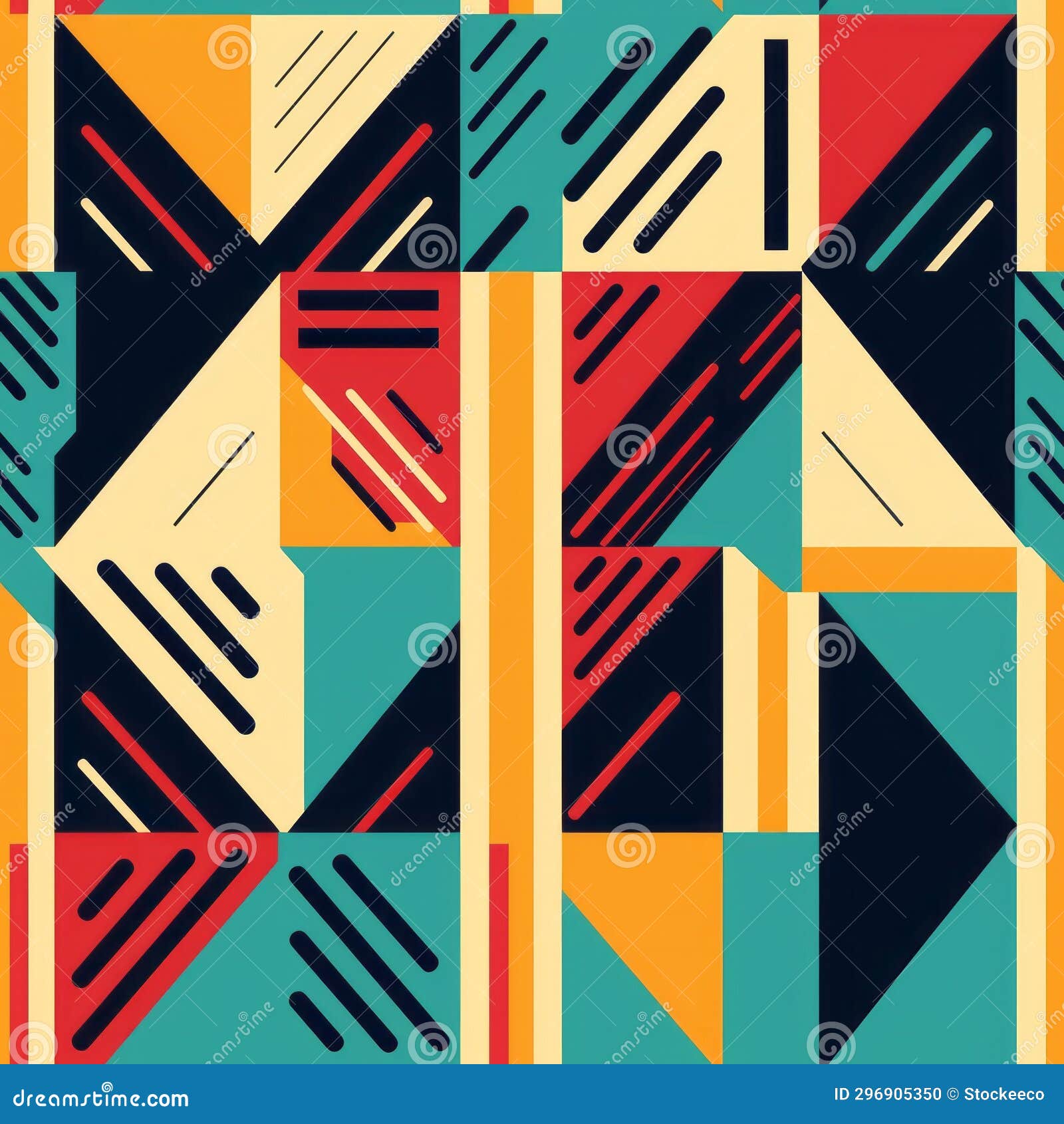 Colorful Geometric Pattern: Mid-century Illustration with African ...