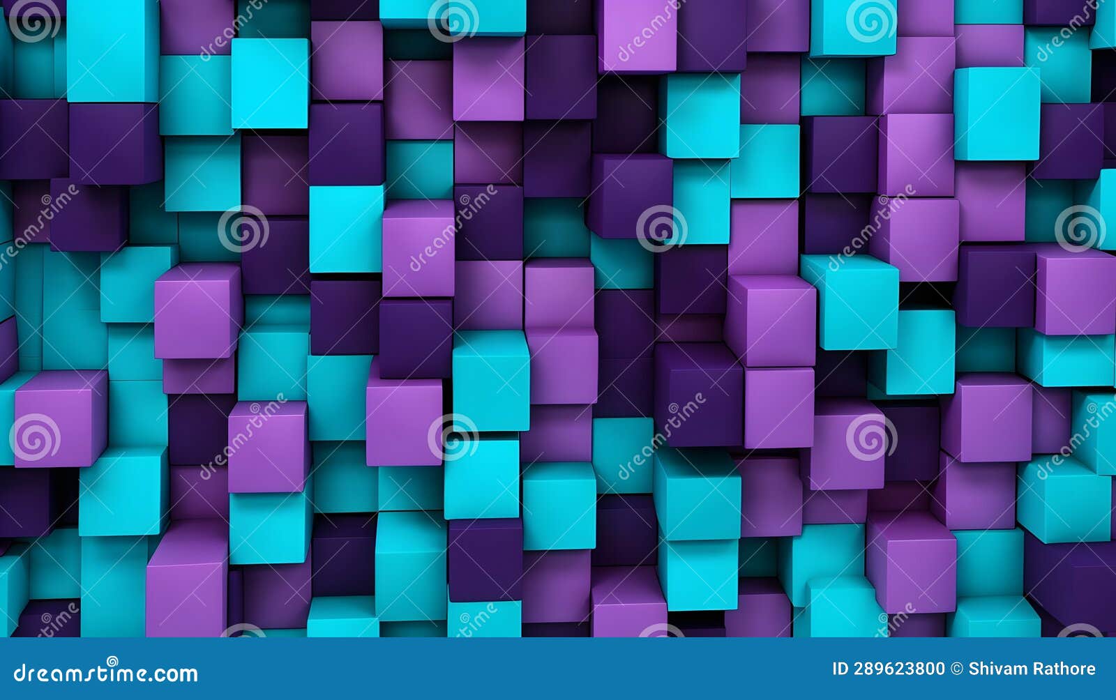 A Colorful Geometric Pattern with Purple and Blue Cubes. AI Generated ...