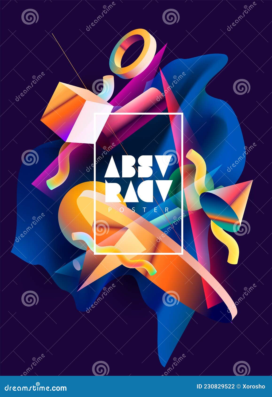 Colorful Geometric Poster Design with Frame for Text Stock Vector ...