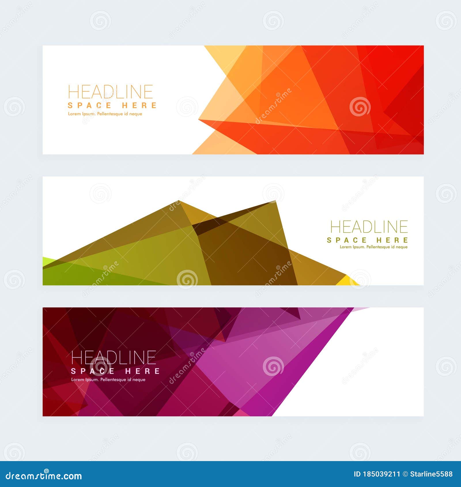 Colorful Geometric Set of Three Headers Stock Vector - Illustration of ...
