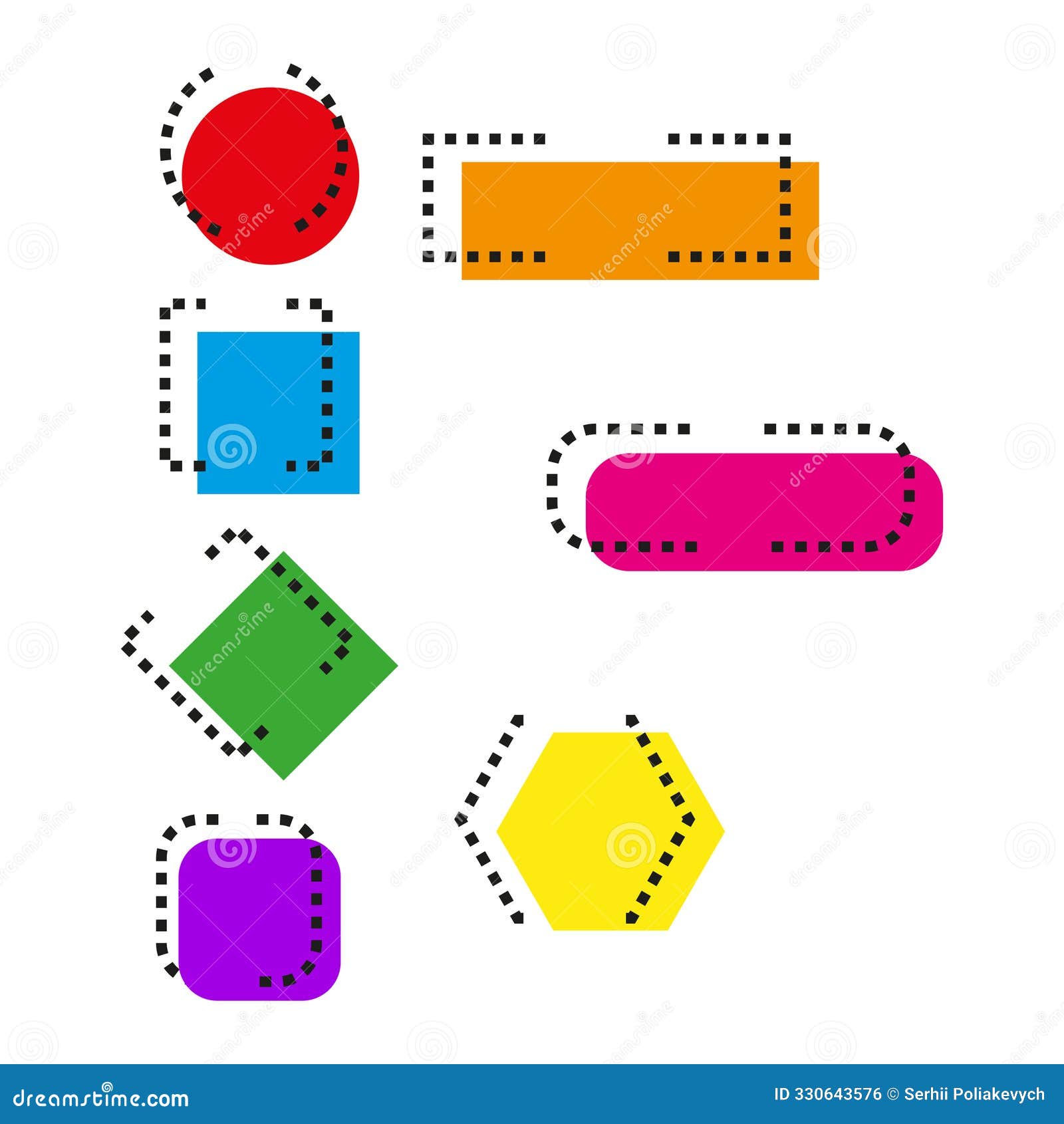 Colorful Geometric Shapes. Dotted Line Outlines. Modern Vector Design ...