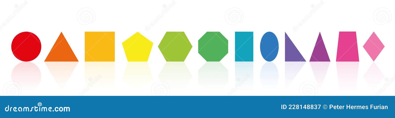 Colorful Geometric Shapes Square Triangle Circle Rectangle Rainbow Set ...