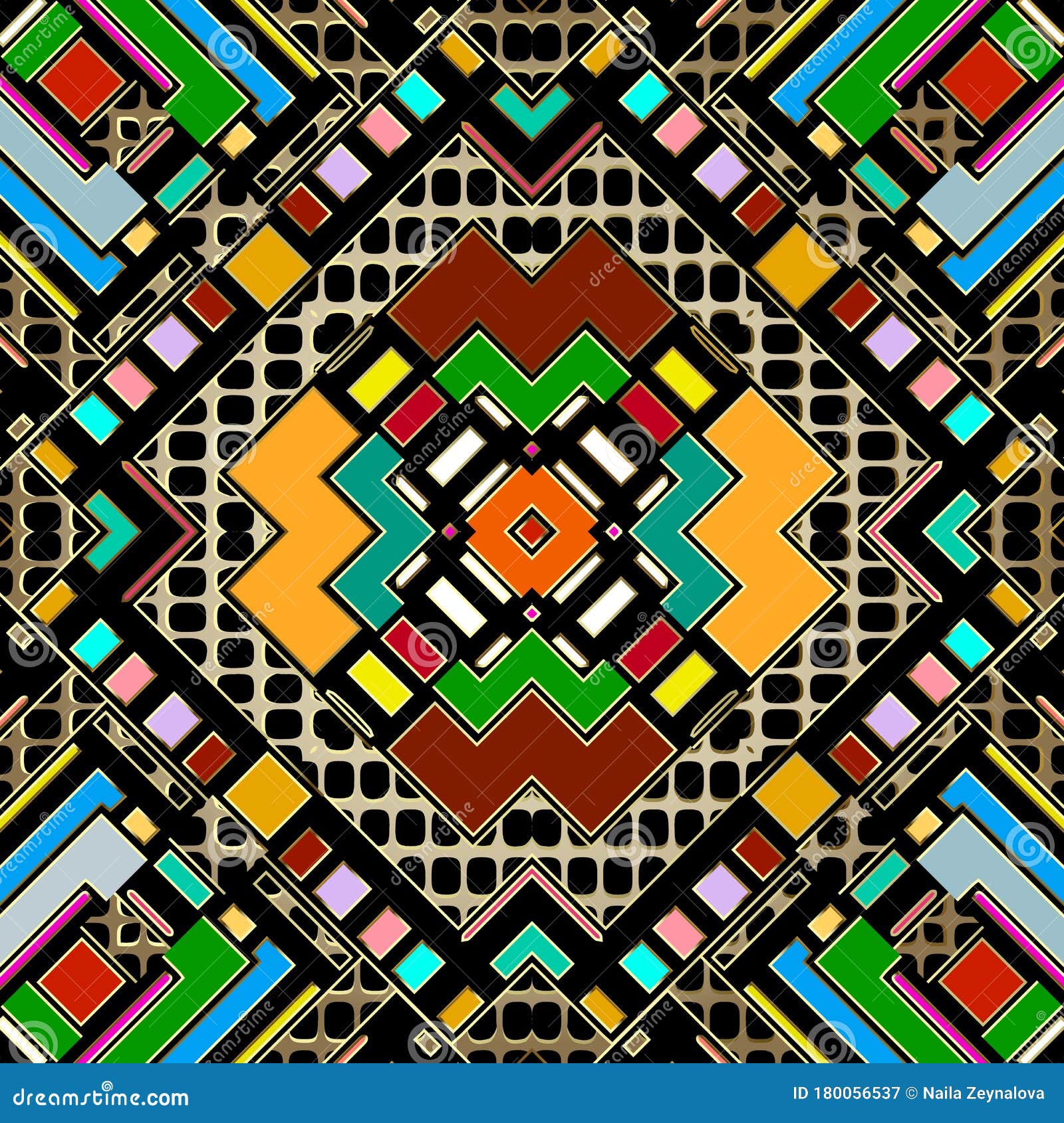 Colorful Geometric Striped Vector Seamless Pattern. Textured Grid ...