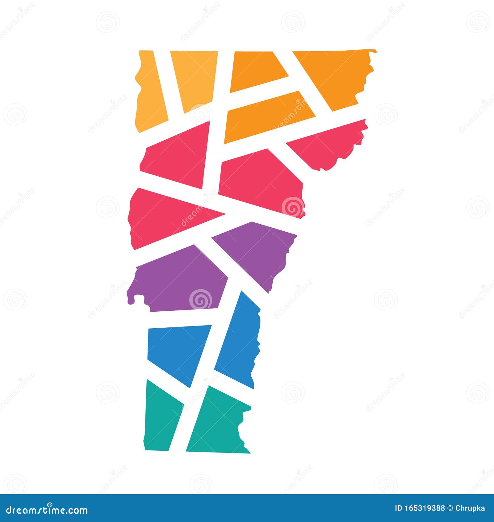Colorful Geometric Vermont Map Stock Vector - Illustration of travel ...