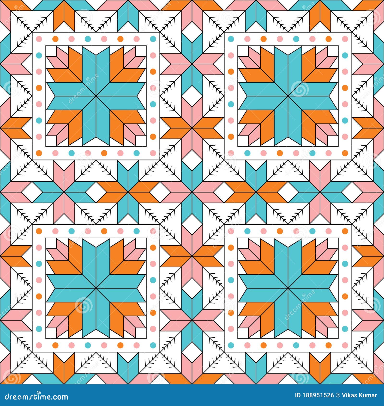 Colorful Geometrical Outline Ornamental Pattern Design Stock Vector ...