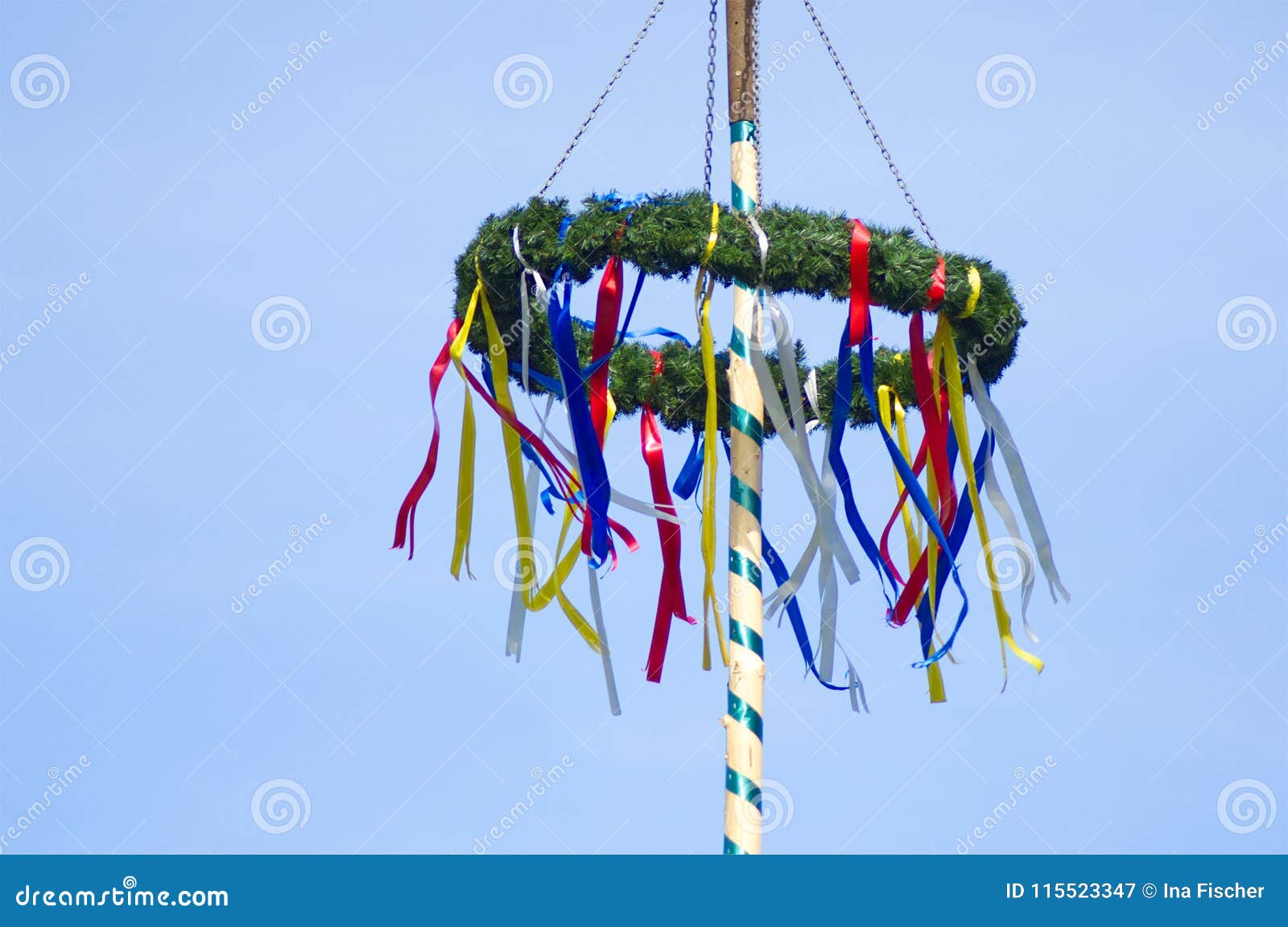 Colorful German Maypole in Spring Stock Image - Image of decoration ...