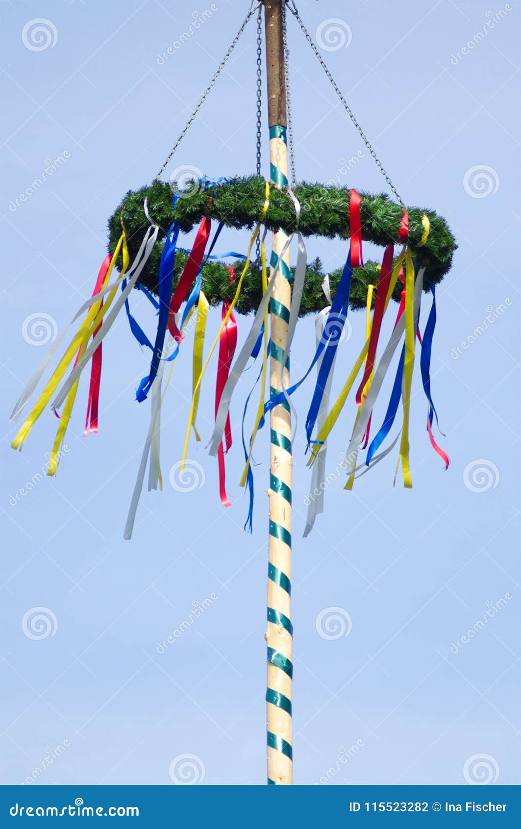 Colorful German Maypole in Spring Stock Photo - Image of spring ...