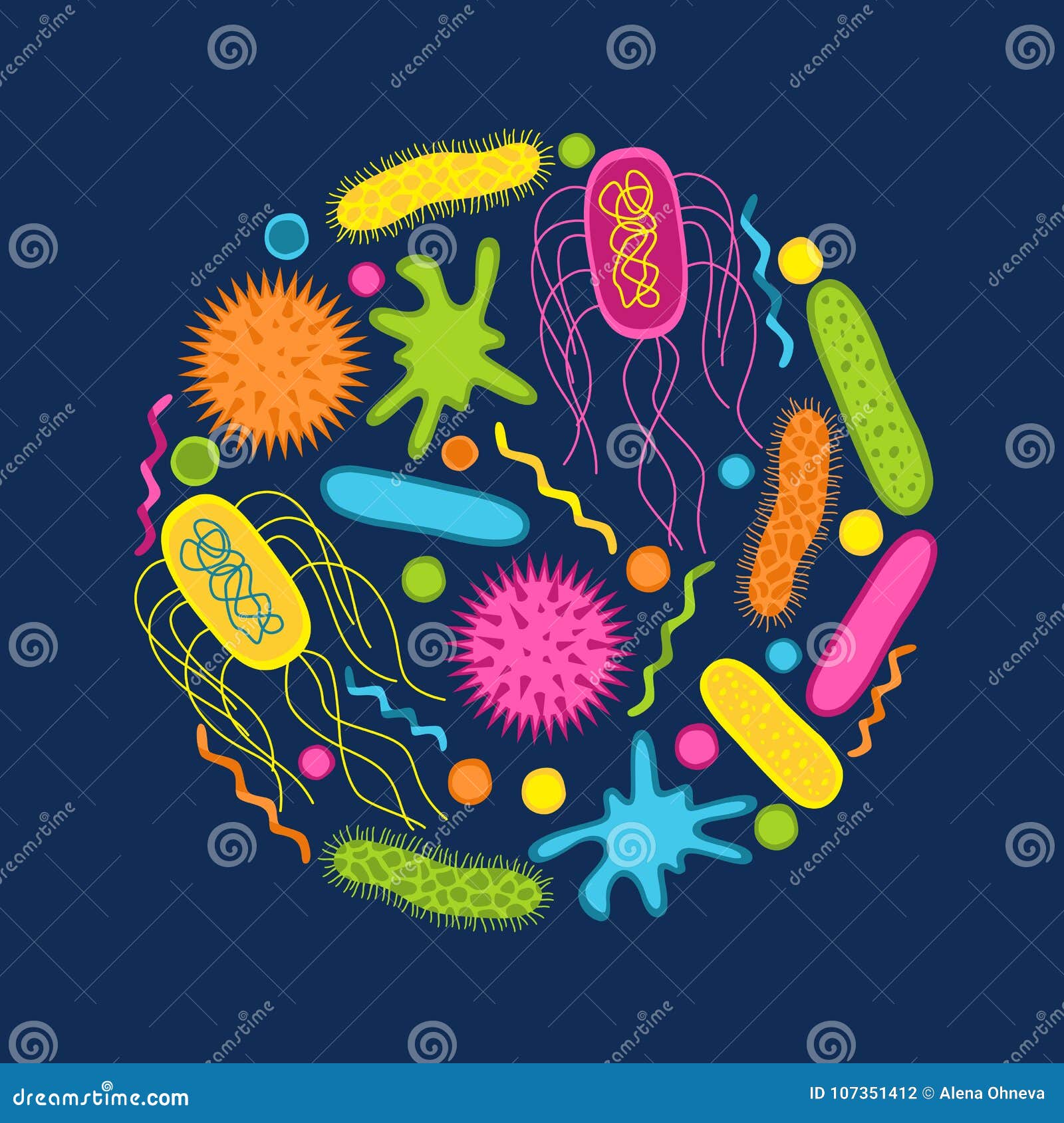 Colorful Germs and Bacteria Icons Set Isolated on Blue Stock Vector ... Colorful Germs and Bacteria Icons Set Isolated on Blue Stock Vector ...