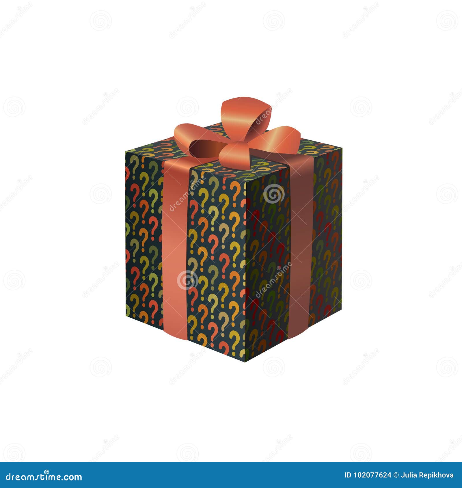 A Colorful Gift Box with Question Marks Print Stock Vector ...