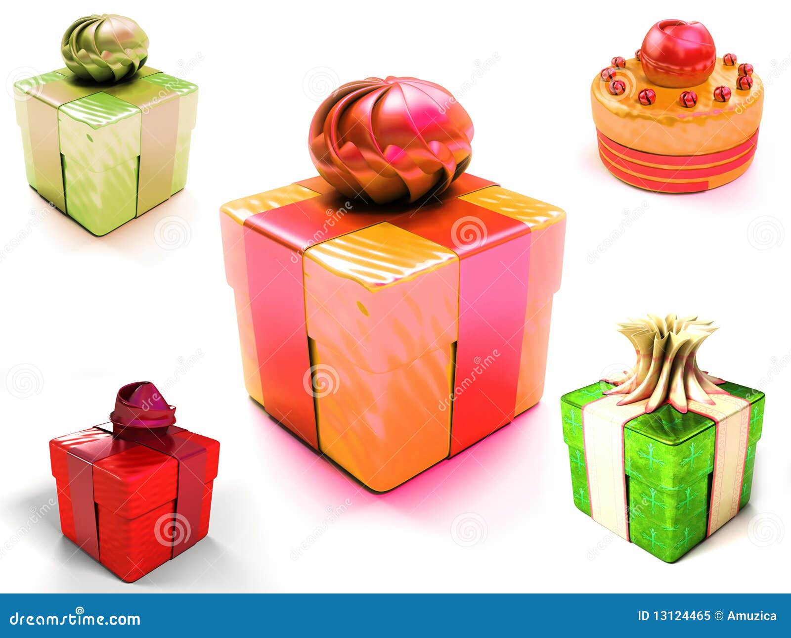 Colorful gift boxes stock illustration. Illustration of gold - 13124465