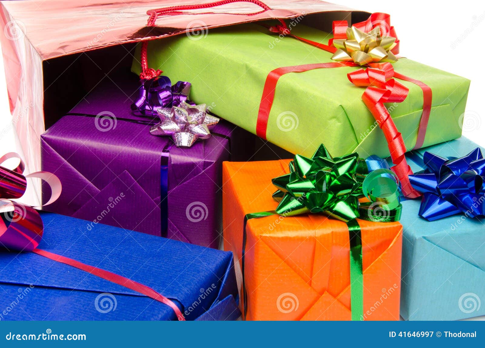Colorful Gift Boxes with Beautiful Bows Stock Image - Image of ...