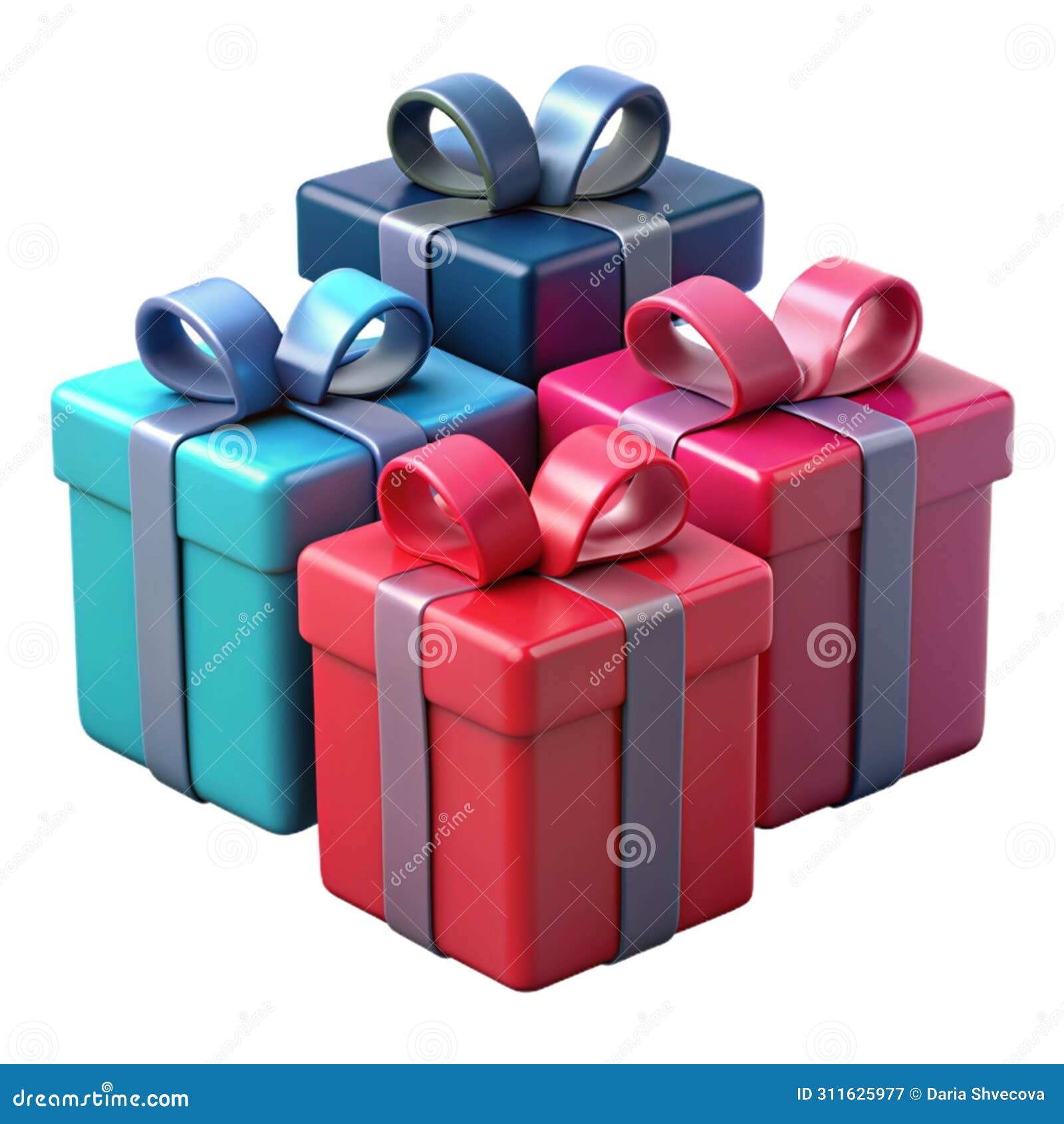Colorful 4 Gift Boxes Set with Transparent Background Stock Image ...