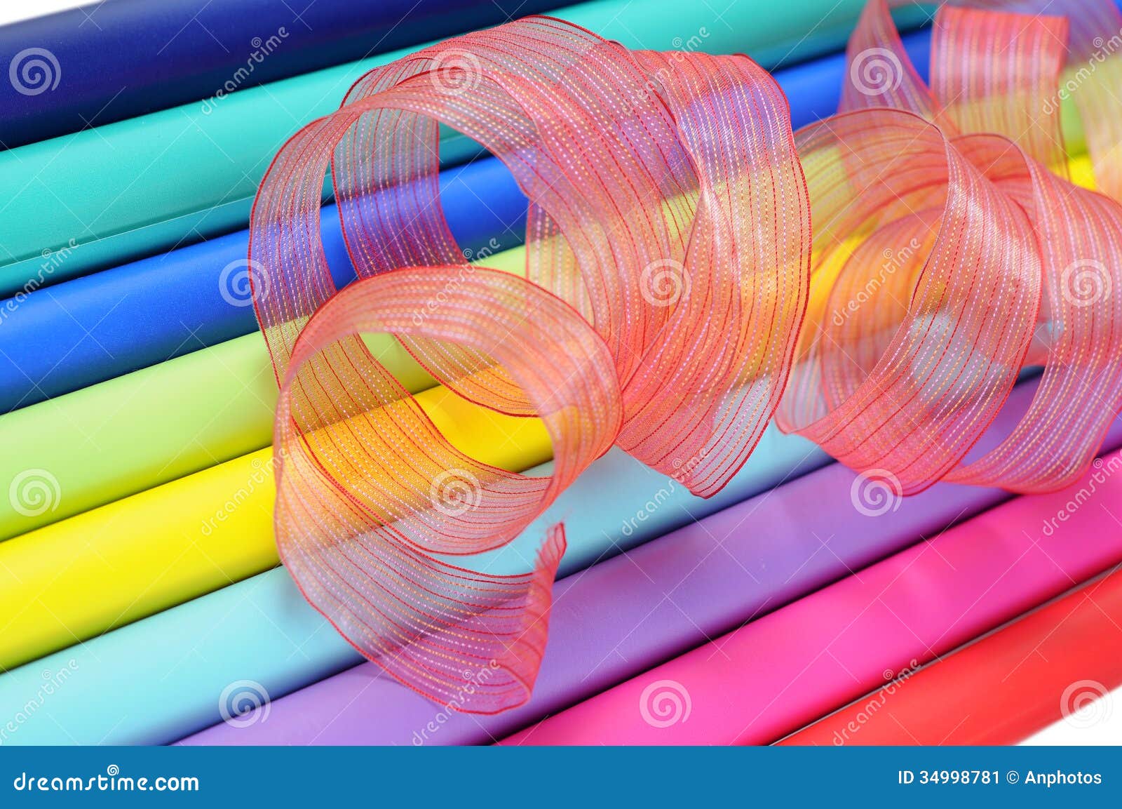 Colorful gift wrap rolls stock image. Image of gold, purple - 34998781