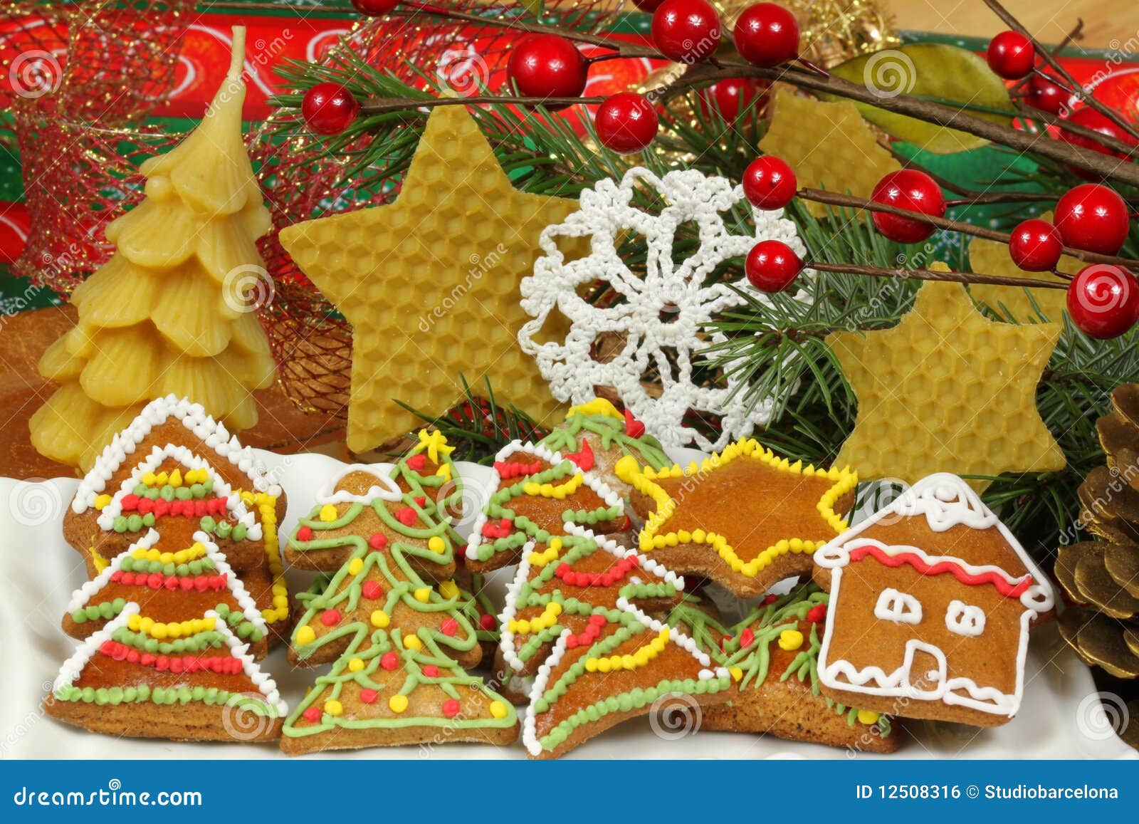 Colorful Gingerbread Cookies Stock Photo - Image of golden, chains ...