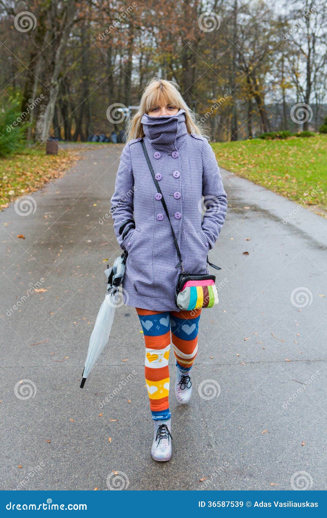 Colorful Girl on a Cold Day Stock Image - Image of park, windy: 36587539