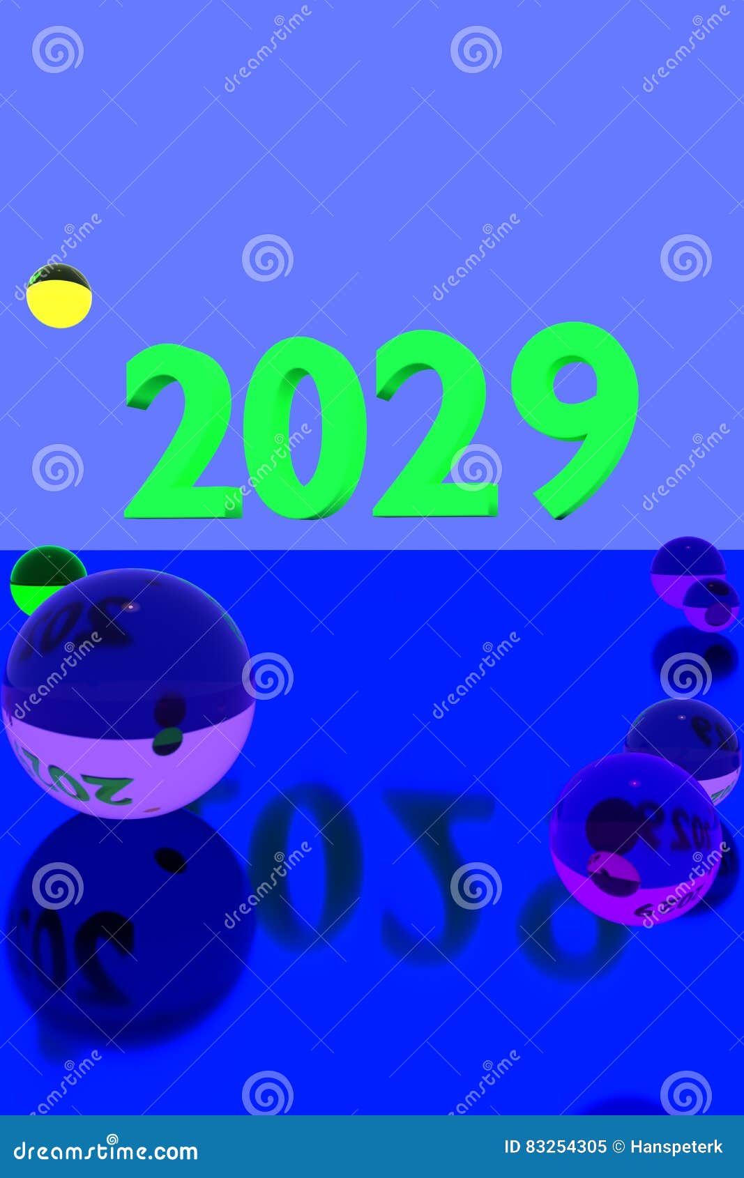 Colorful Glass Balls on Reflective Surface and the Year 2029 Stock ...