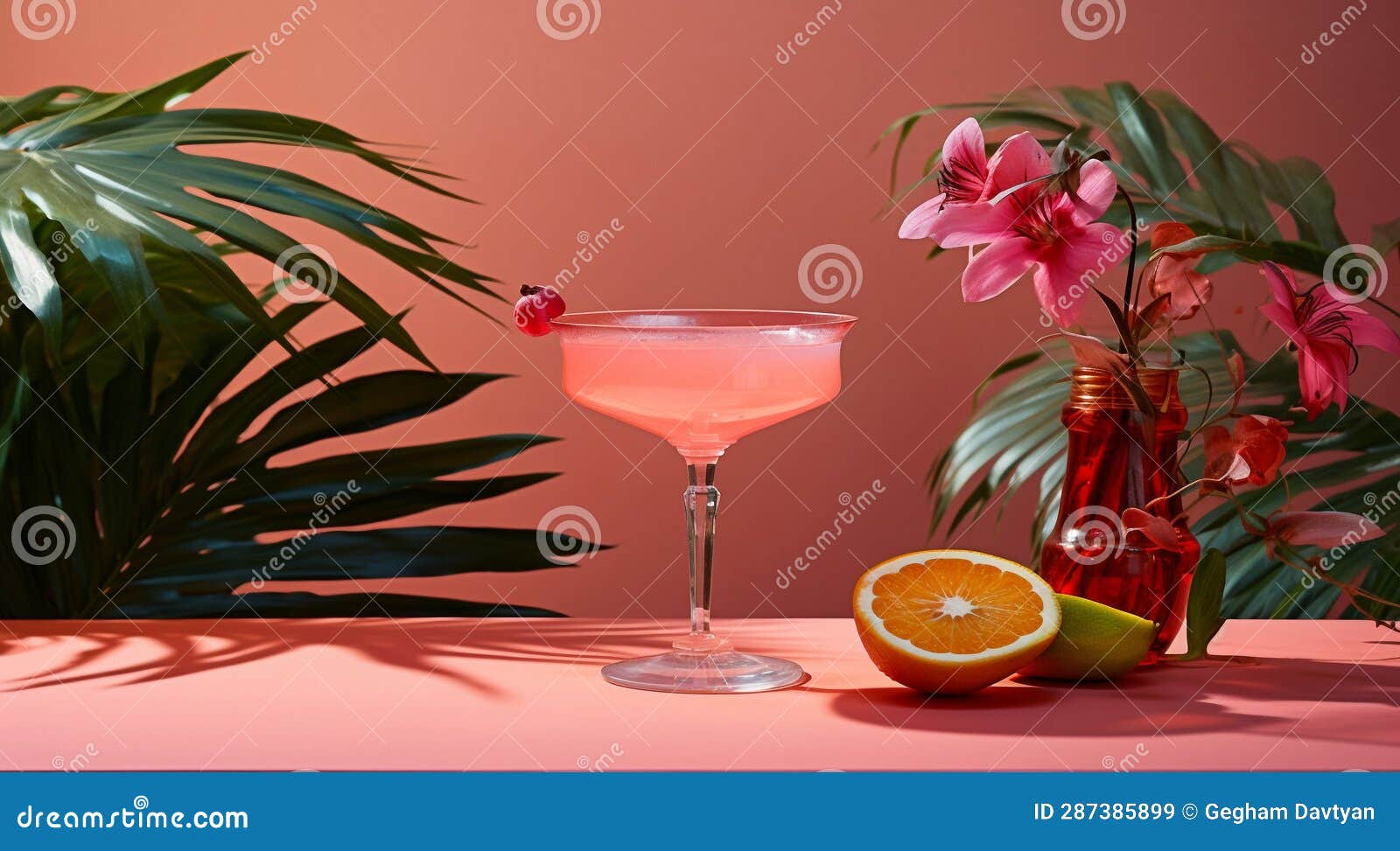 Glass of Coctail on the Abstract Background, Tropical Coctail on the ...
