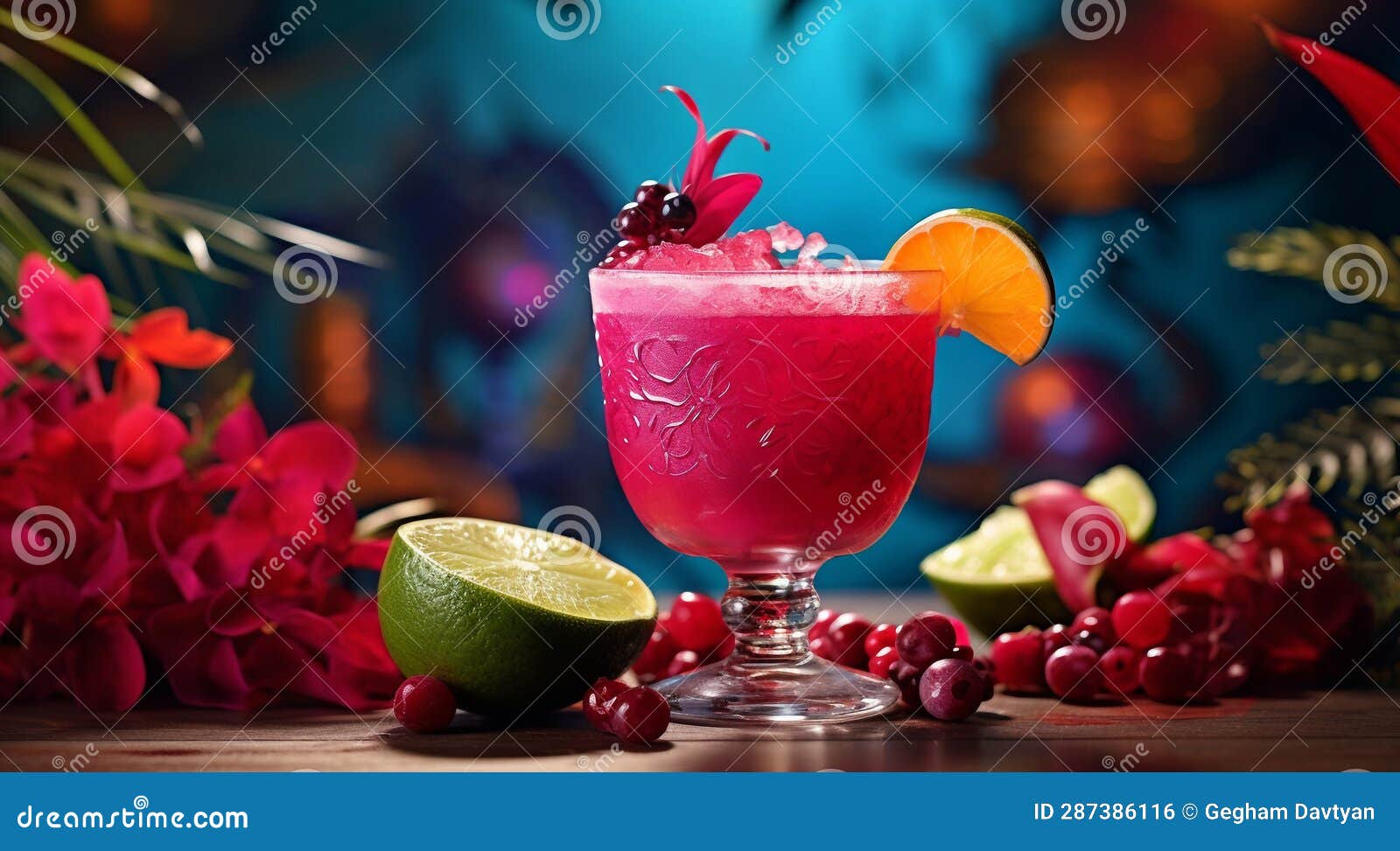 Glass of Coctail on the Abstract Background, Tropical Coctail on the ...