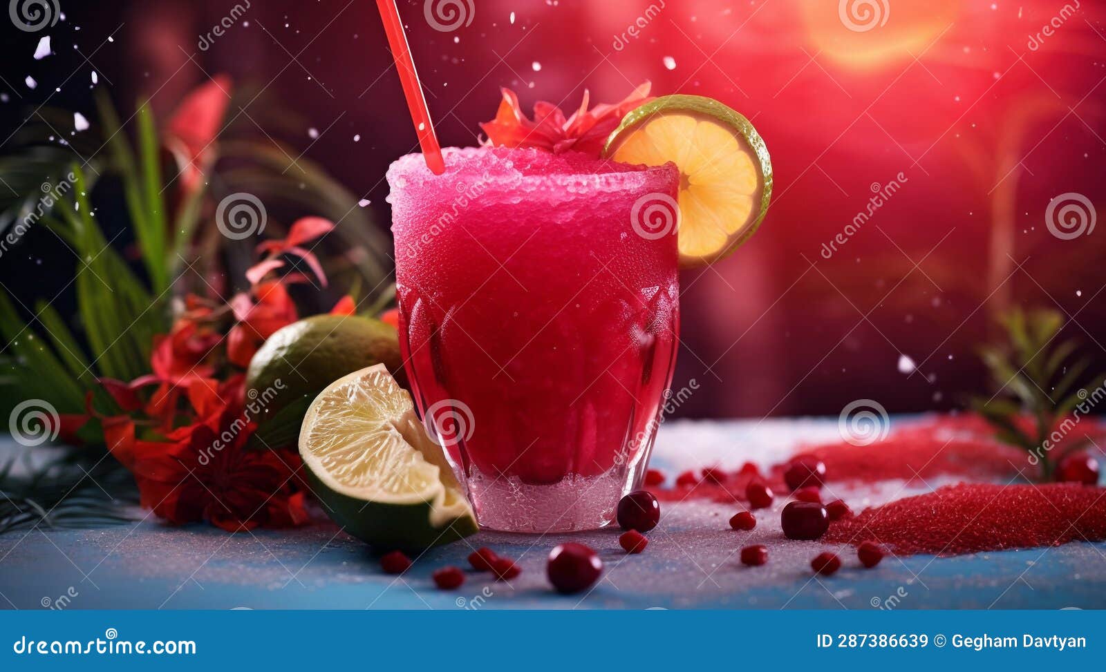 Glass of Coctail on the Abstract Background, Tropical Coctail on the ...
