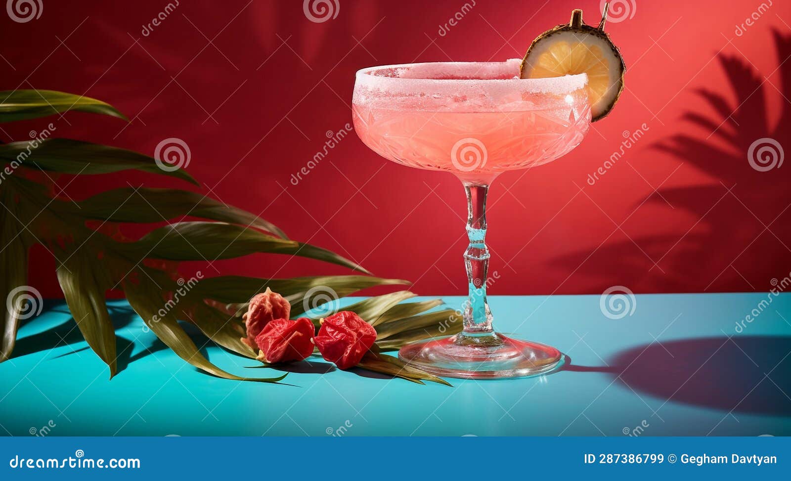 Glass of Coctail on the Abstract Background, Tropical Coctail on the ...