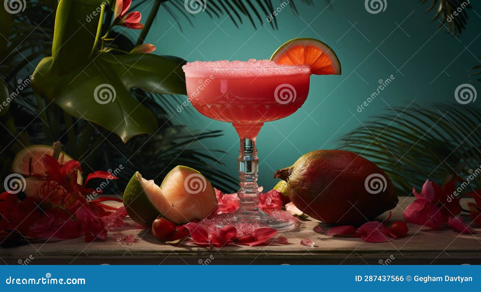 Glass of Coctail on the Abstract Background, Tropical Coctail on the ...