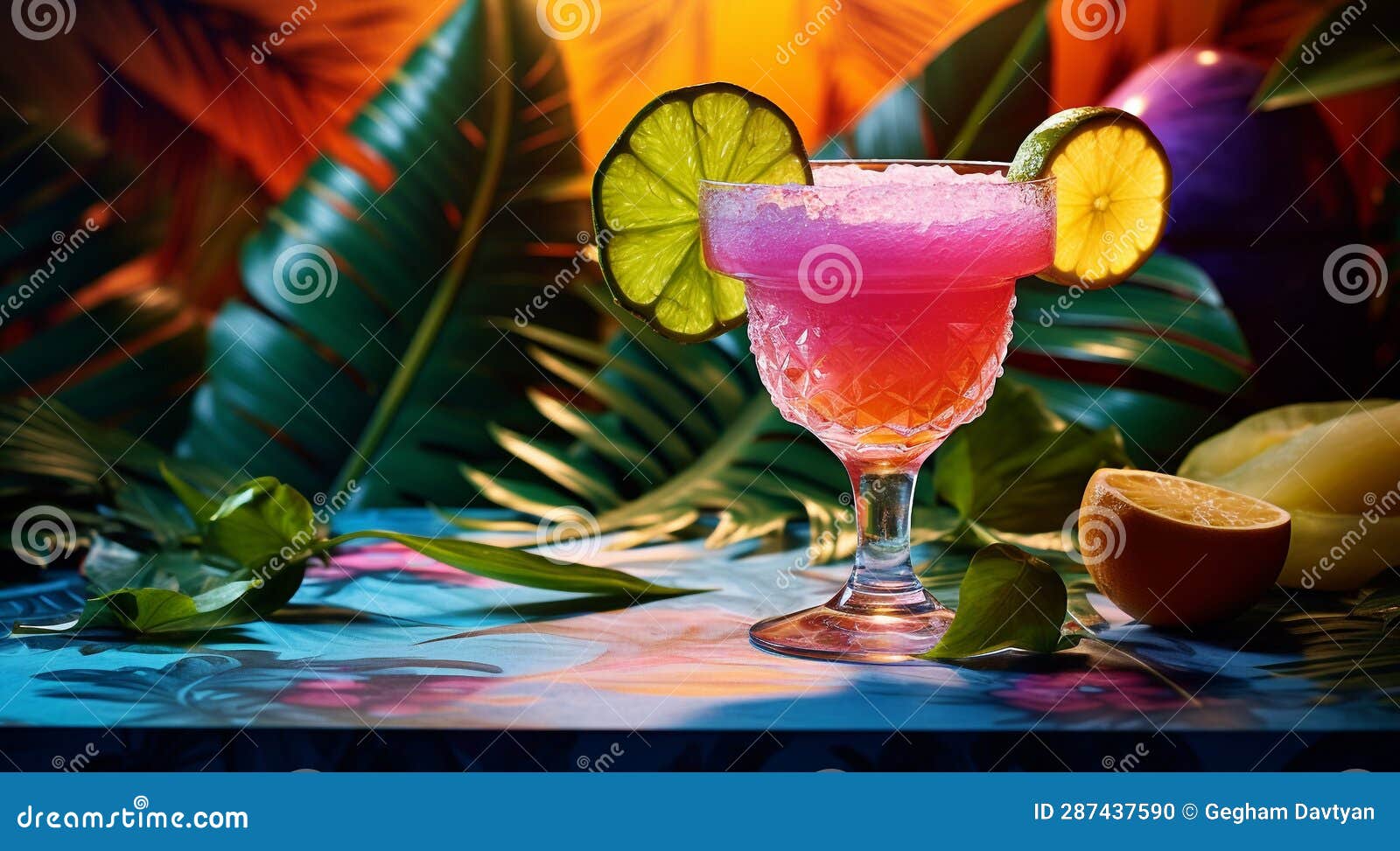 Glass of Coctail on the Abstract Background, Tropical Coctail on the ...