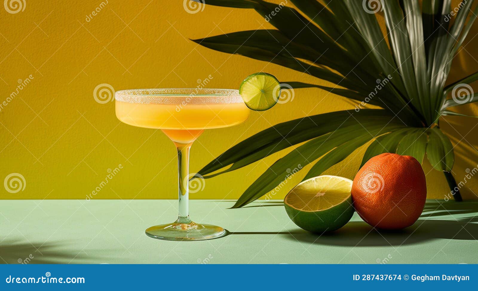 Glass of Coctail on the Abstract Background, Tropical Coctail on the ...